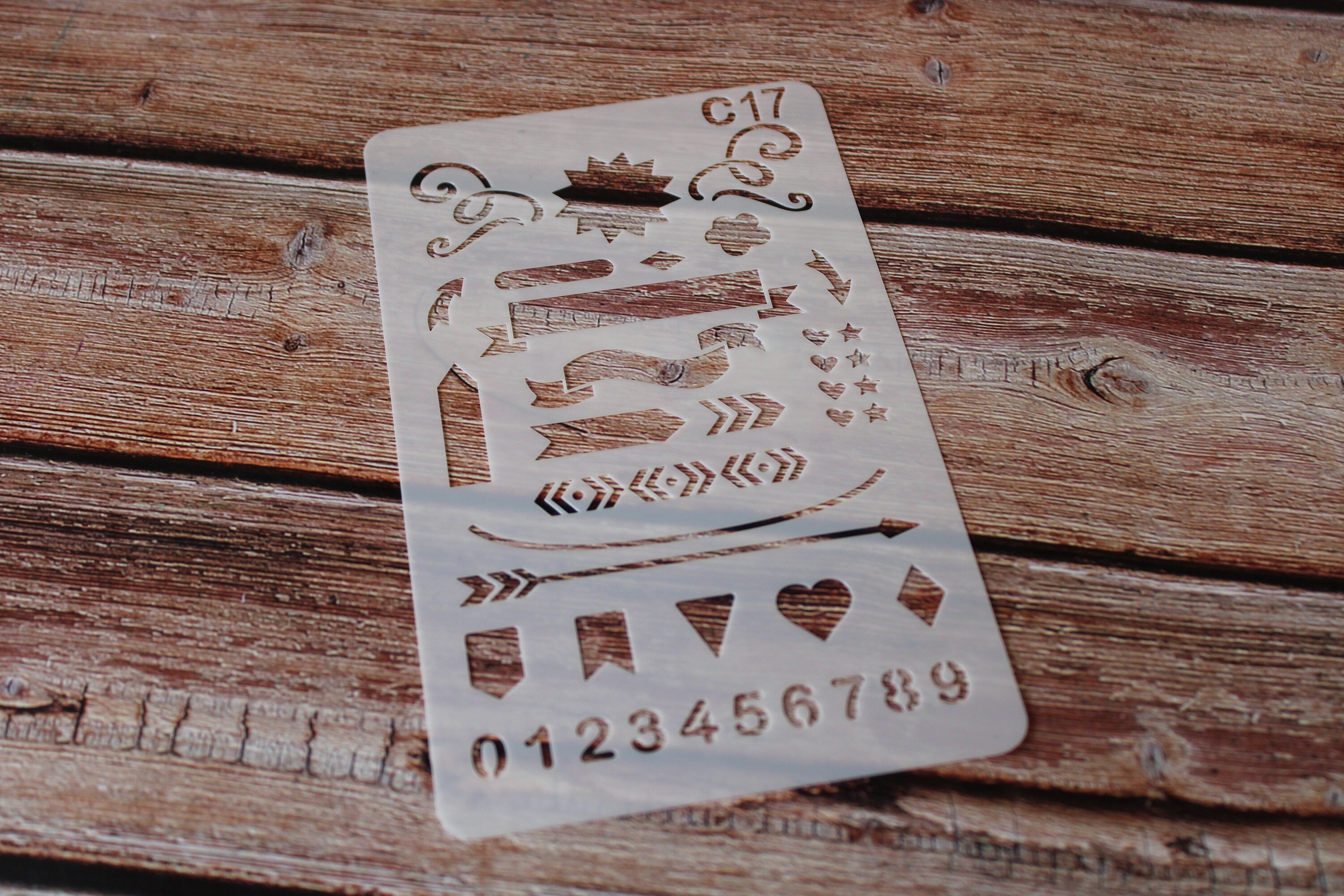 18cm x 10.5cm stencil 1mm thick shapes and numbers C17 ...
